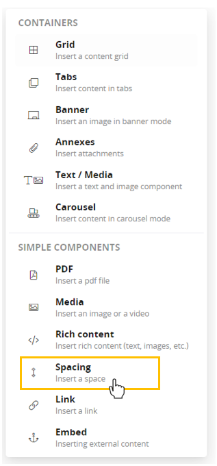 The spacing component – Help Center XaitProposal