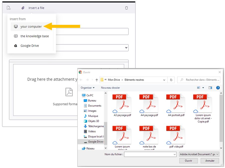 How to insert a PDF attachment in the word processor – Help Center ...