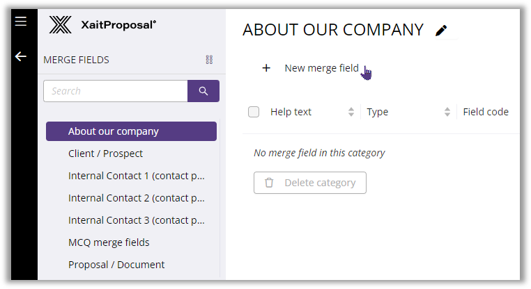 How to create or modify a merge field category? – Help Center XaitProposal