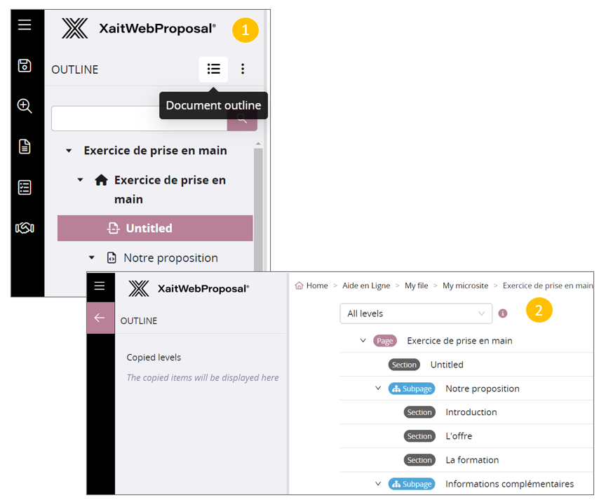 How to modify the outline of a microsite? – Help Center XaitProposal